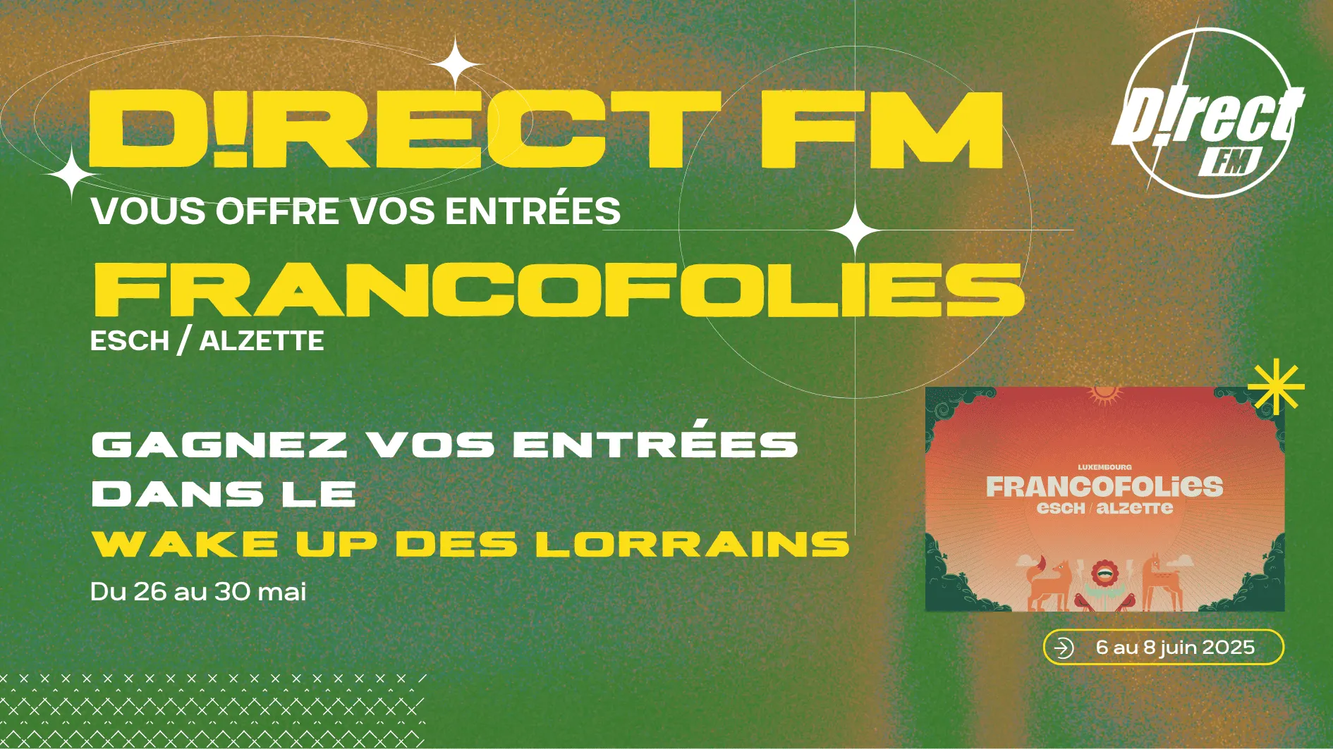 A gagner cette semaine dans le Wake Up : vos places pour les Francofolies d'Esch sur Alzette