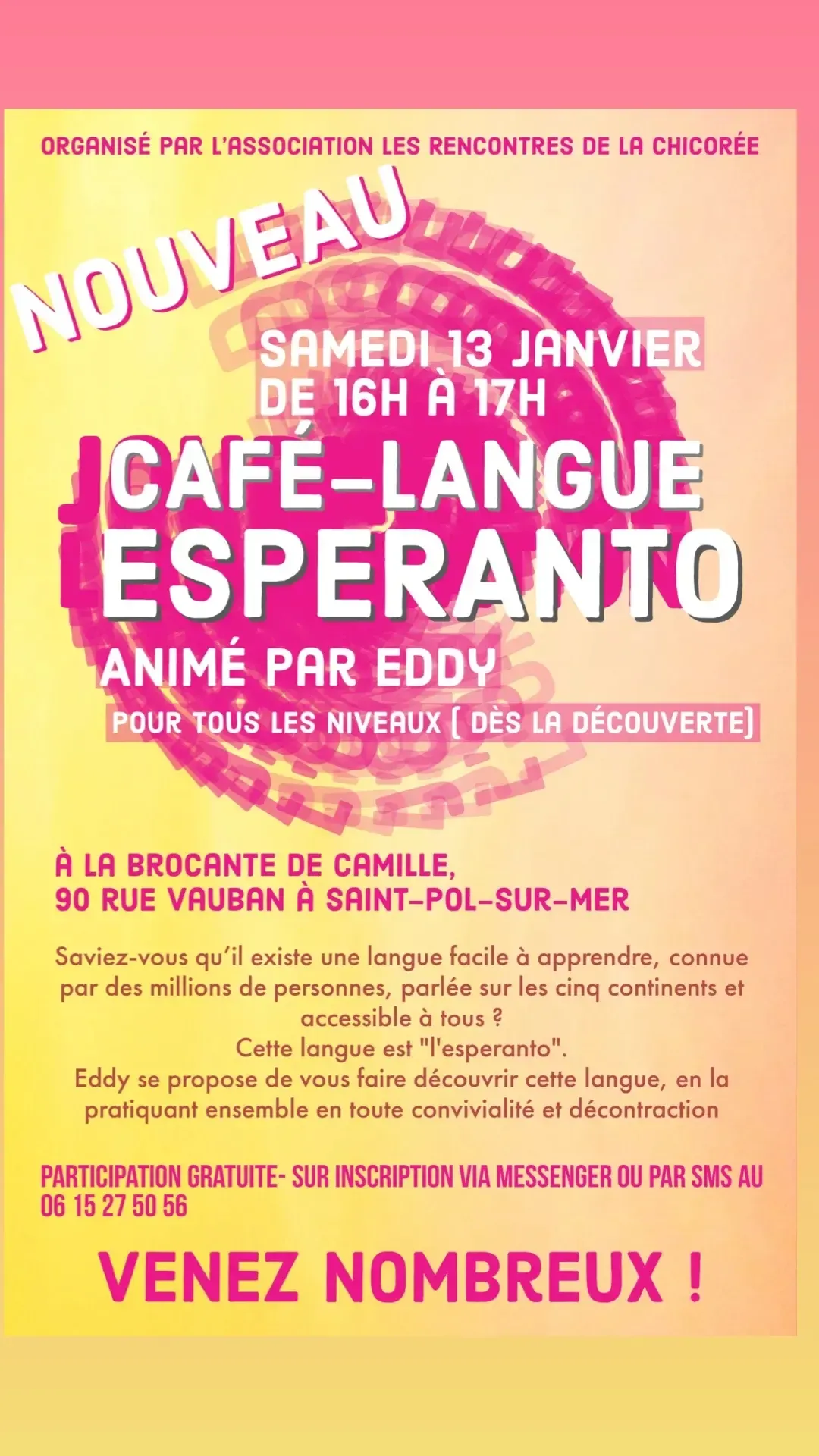 Café langue Espéranto à St Pol sur Mer 13 Janvier