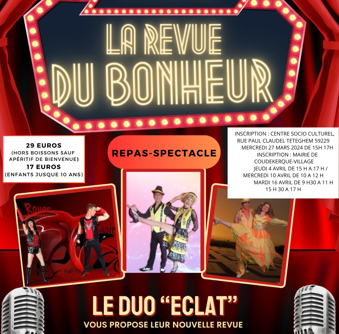 Repas Spectacle le 21 avril à Téteghem-Coudekerque-Village