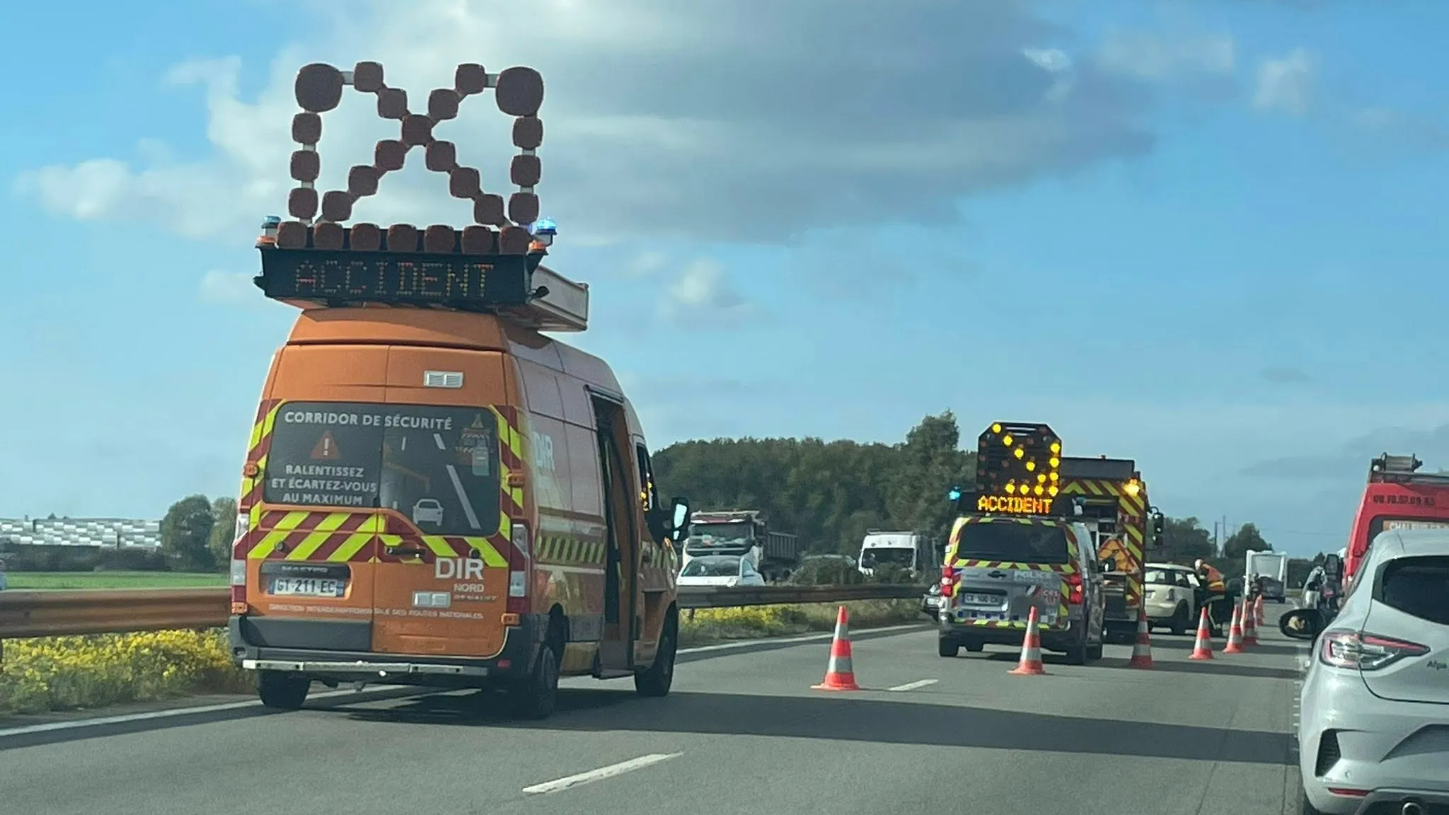 Un accident sur l'A25 ce jeudi après-midi, peu après Nieppe