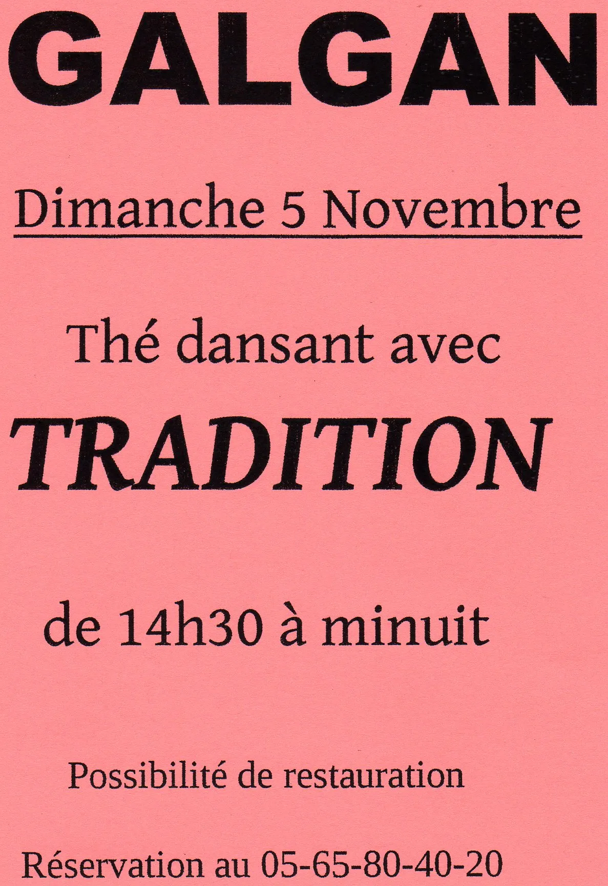 Galgan (12) : Thé dansant animé par "Tradition"