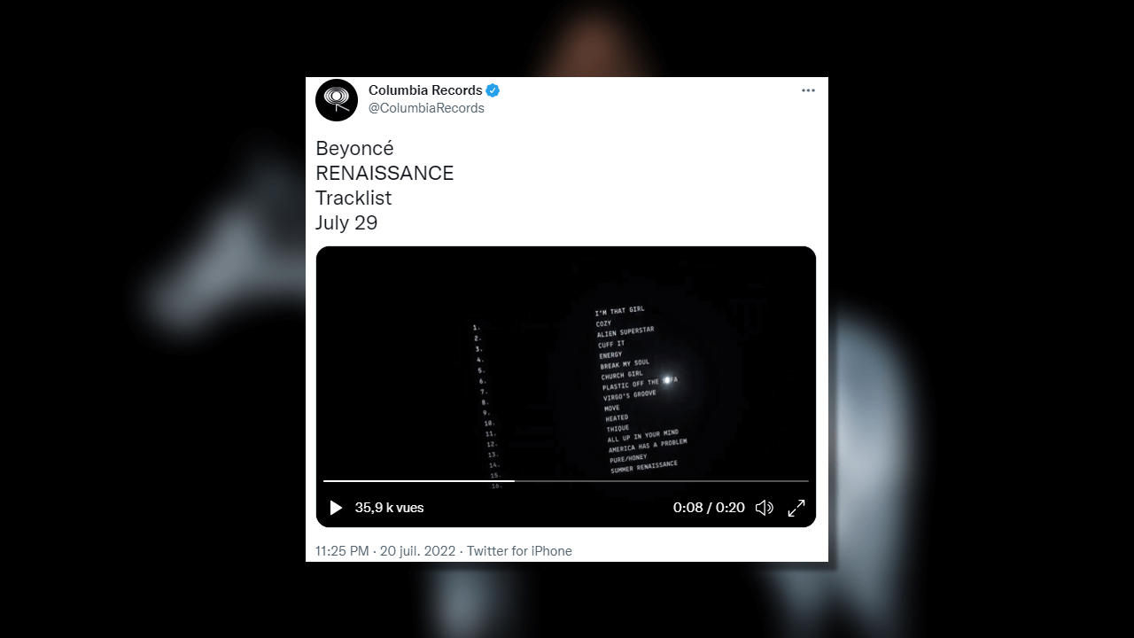 "Renaissance" : Beyoncé a révélé la tracklist de son nouvel album